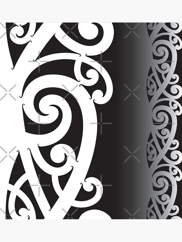 "Black and White Layered Maori Koru Design" Photographic Print by ...