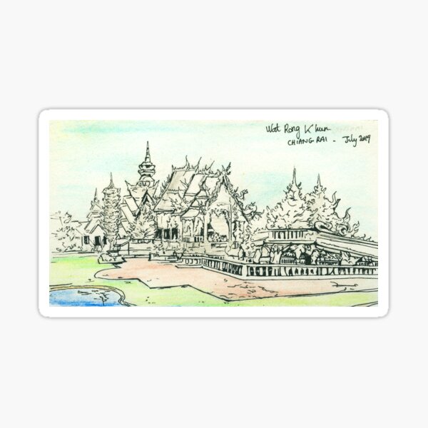 "White Temple - Chiang Rai - Thailand" Sticker by peacefulthunder ...