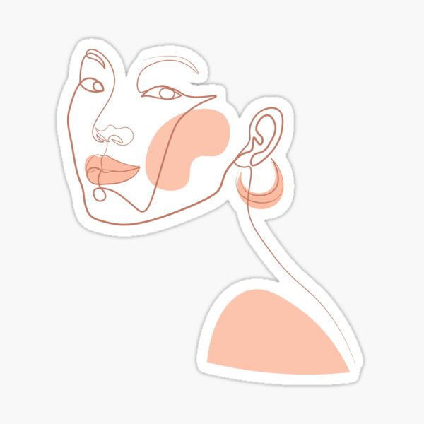 "Face of a Woman - Line Art Drawing" Sticker for Sale by ...