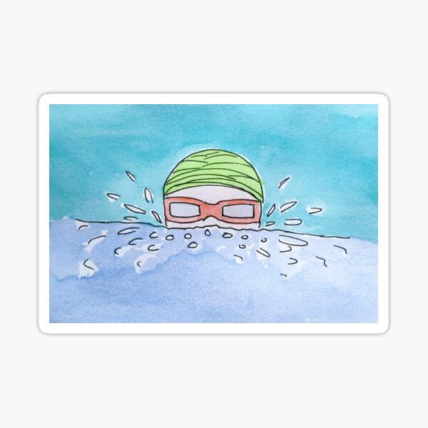 "Swimming In Goggles Freestyle And Wild" Sticker by AcrylicArtPours ...