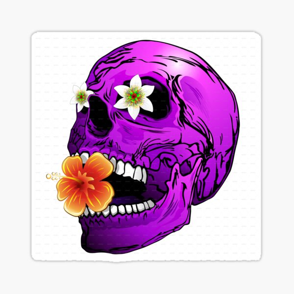 "Purple Floral Sugar Skull" Sticker by cindyfordyce | Redbubble