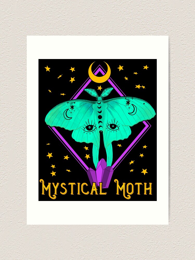 "Mystical Moth Luna Moth Butterfly Moon Goblincore" Art Print by ...