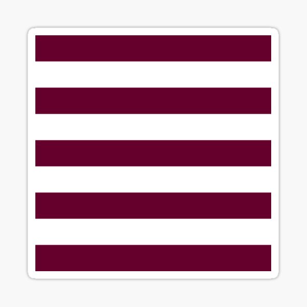 " Medium BURGUNDY (Maroon) and WHITE Horizontal STRIPES" Sticker for ...