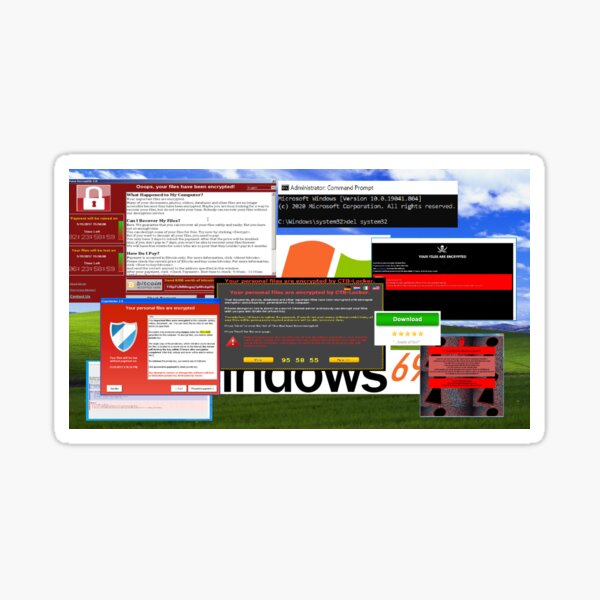 "Windows 69 Background with popup virus messages" Sticker for Sale by ...