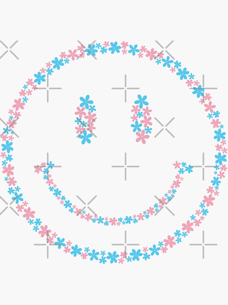 "Floral Smiley Face - Discreet Trans Pride" Sticker by JuneNostalgia ...