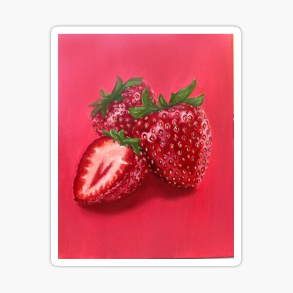 "Hyper-realistic Strawberries" Sticker for Sale by maddiesdrawings ...