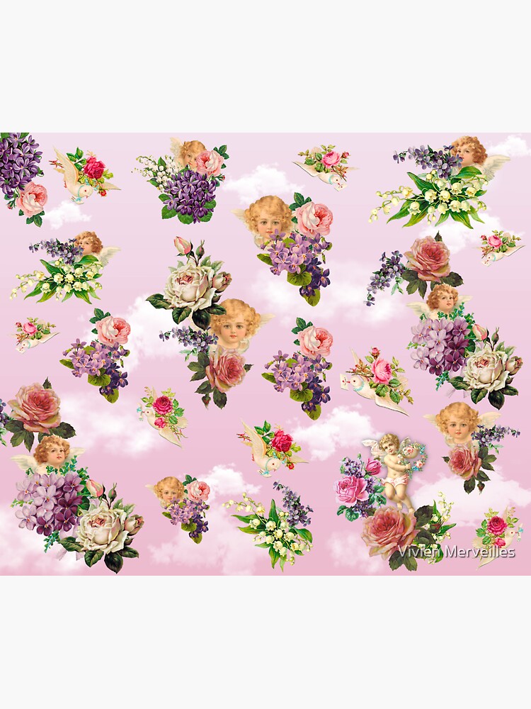 "cherub rose garden pink background" Sticker for Sale by lovefromsirius ...