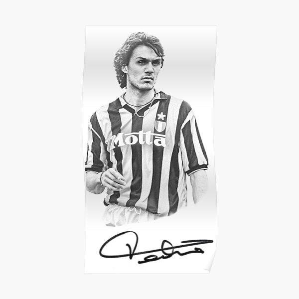 "Paolo Maldini in black & white with signature " Poster by MyClub ...