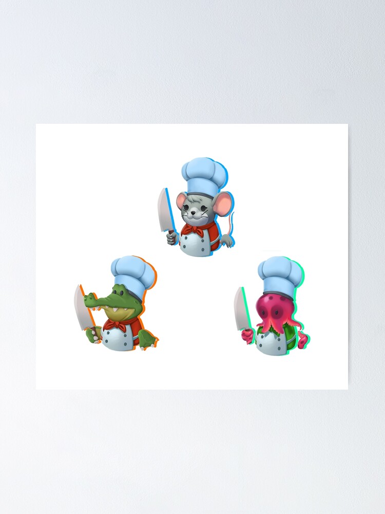 "PACK - Overcooked Alligator/Mouse/Octopus" Poster by Gawop | Redbubble