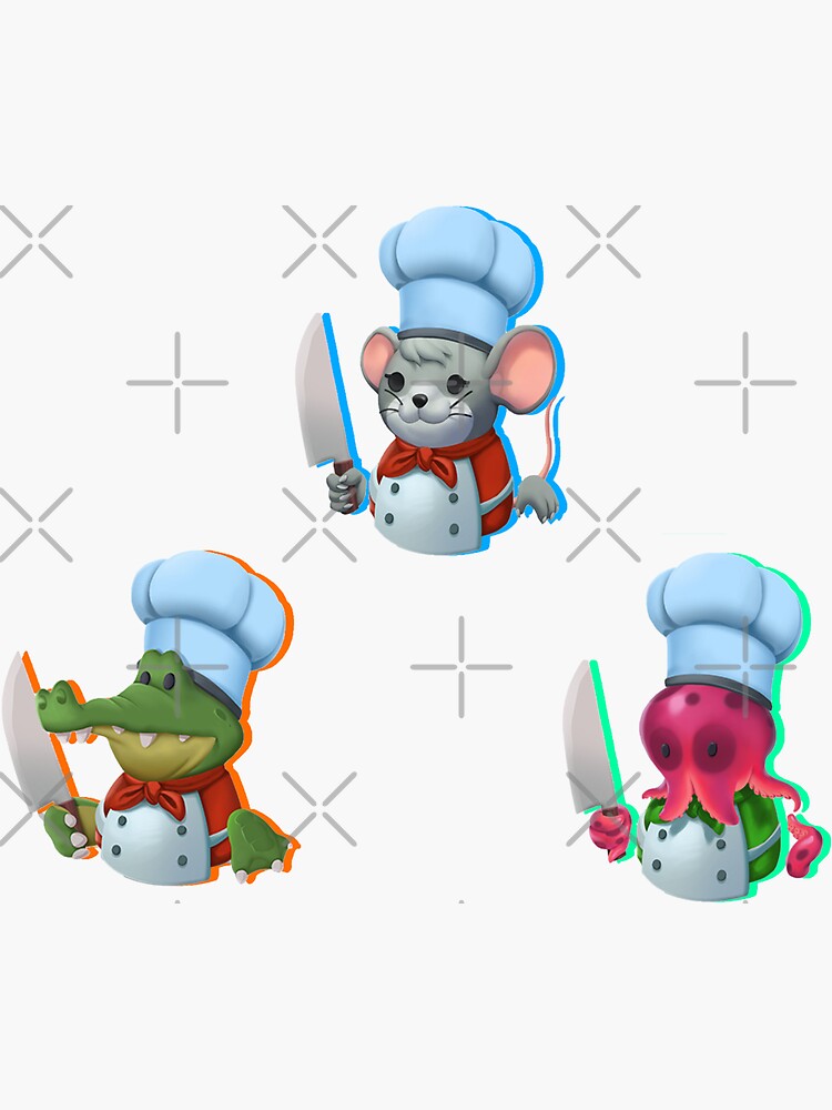 "PACK - Overcooked Alligator/Mouse/Octopus" Sticker for Sale by Gawop ...
