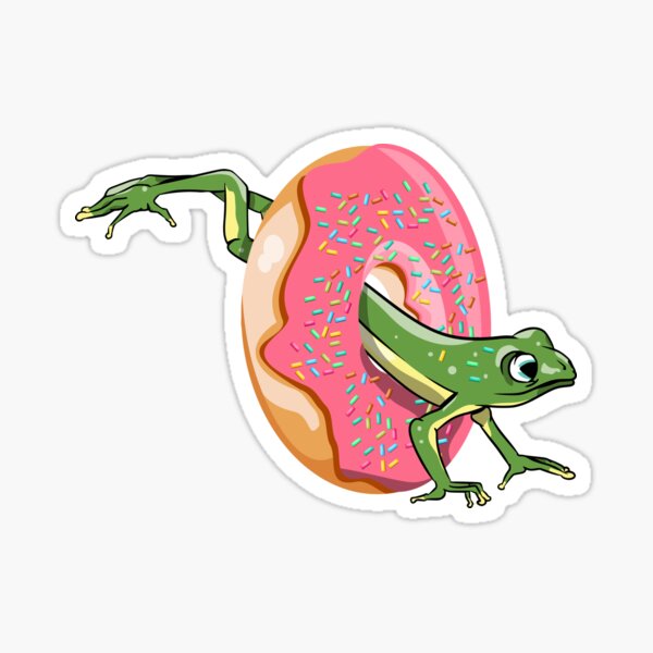 "Frog climbing through a donut" Sticker for Sale by piedaydesigns ...