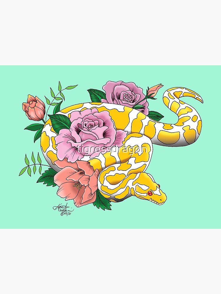 "Yellow Albino Ball Python" Art Print for Sale by tigressdragon | Redbubble
