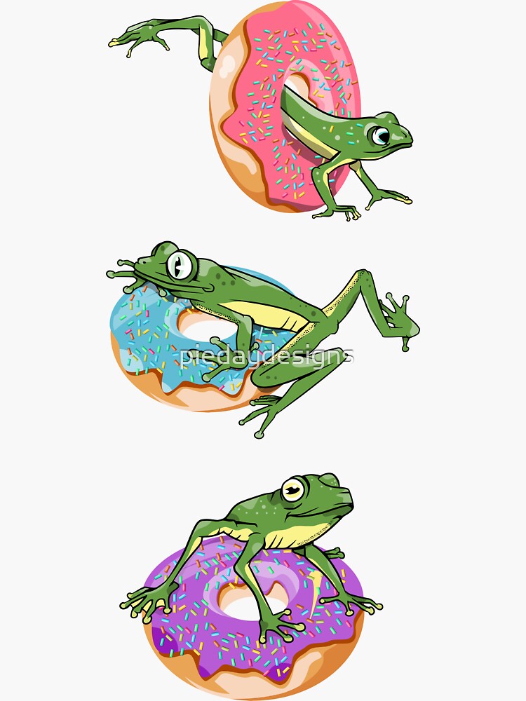 "Frogs and doughnuts" Sticker by piedaydesigns | Redbubble