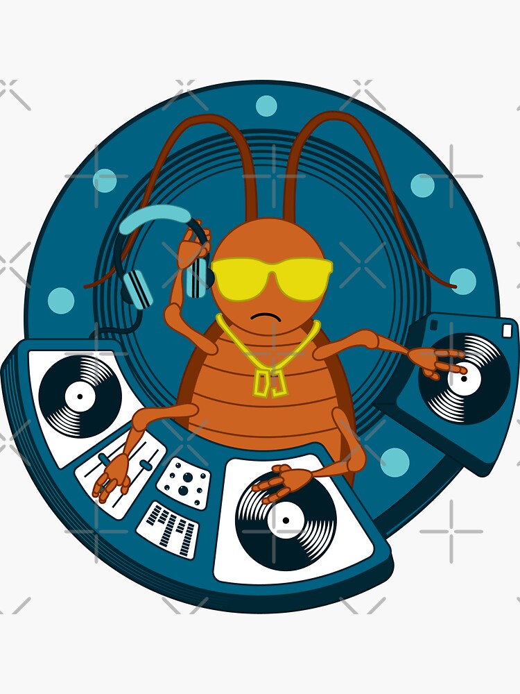 "dj cockroach illustrated" Sticker for Sale by TheSk | Redbubble