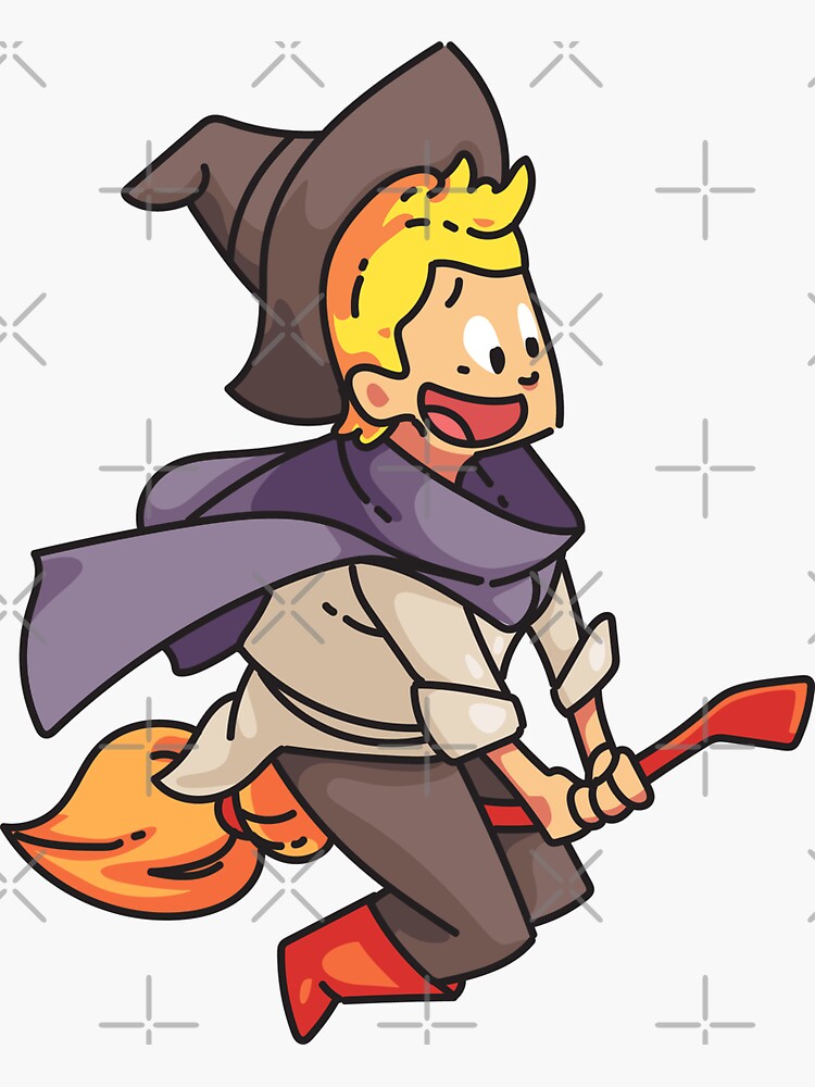 "happy little wizard riding a broom " Sticker by FypeCo | Redbubble