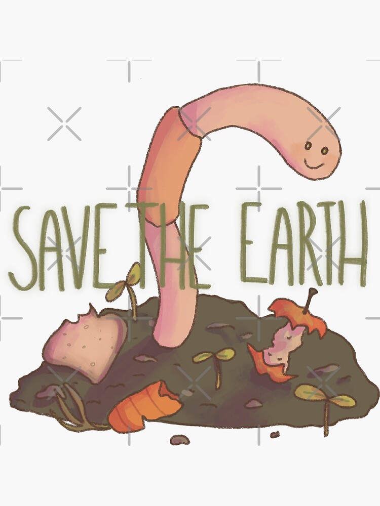 "Save the Earth Worm" Sticker for Sale by ivys-emporium | Redbubble