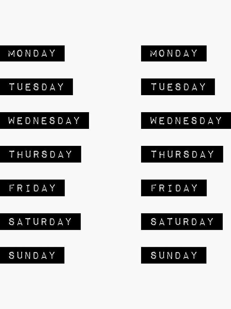 "Vintage Days Of Week Labels" Sticker for Sale by PseudoEnergy | Redbubble