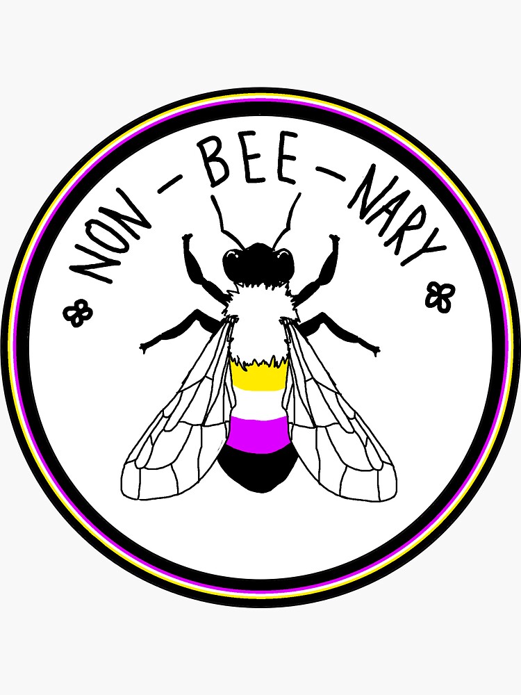 "Non-bee-nary" Sticker for Sale by Spookycake | Redbubble