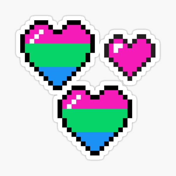 "Pixel Pride Polysexual Hearts" Sticker by SOCPride | Redbubble