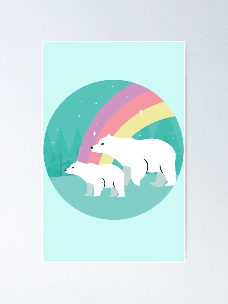 "Rainbow Polar Bear" Poster by Figureme | Redbubble