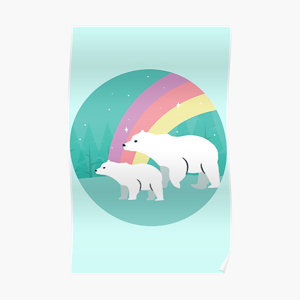 "Rainbow Polar Bear" Poster by Figureme | Redbubble