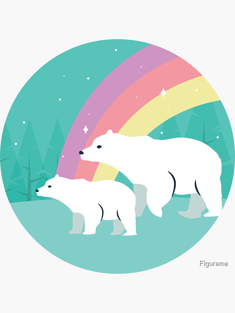"Rainbow Polar Bear" Sticker for Sale by Figureme | Redbubble