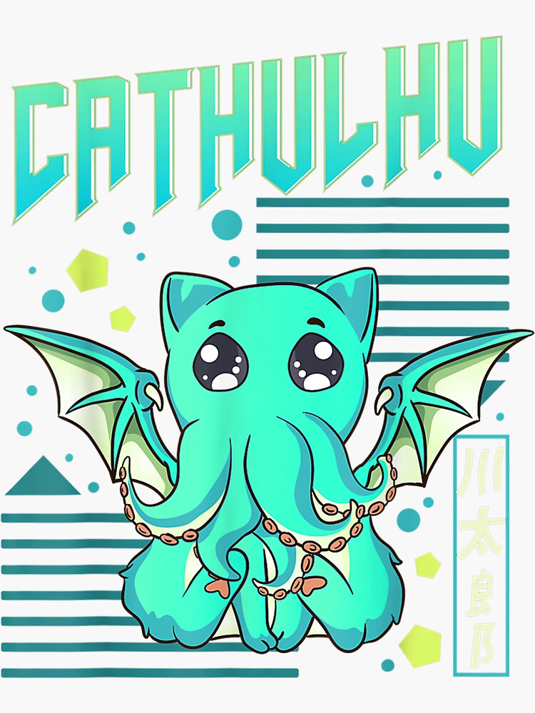 "Cathulhu Funny Cat Cthulhu Pun Kawaii Anime" Sticker for Sale by ...