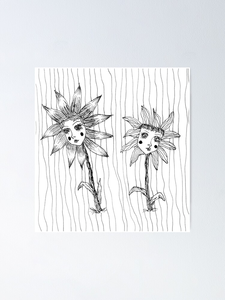 "Flower Heads Line Art" Poster for Sale by inkxj | Redbubble