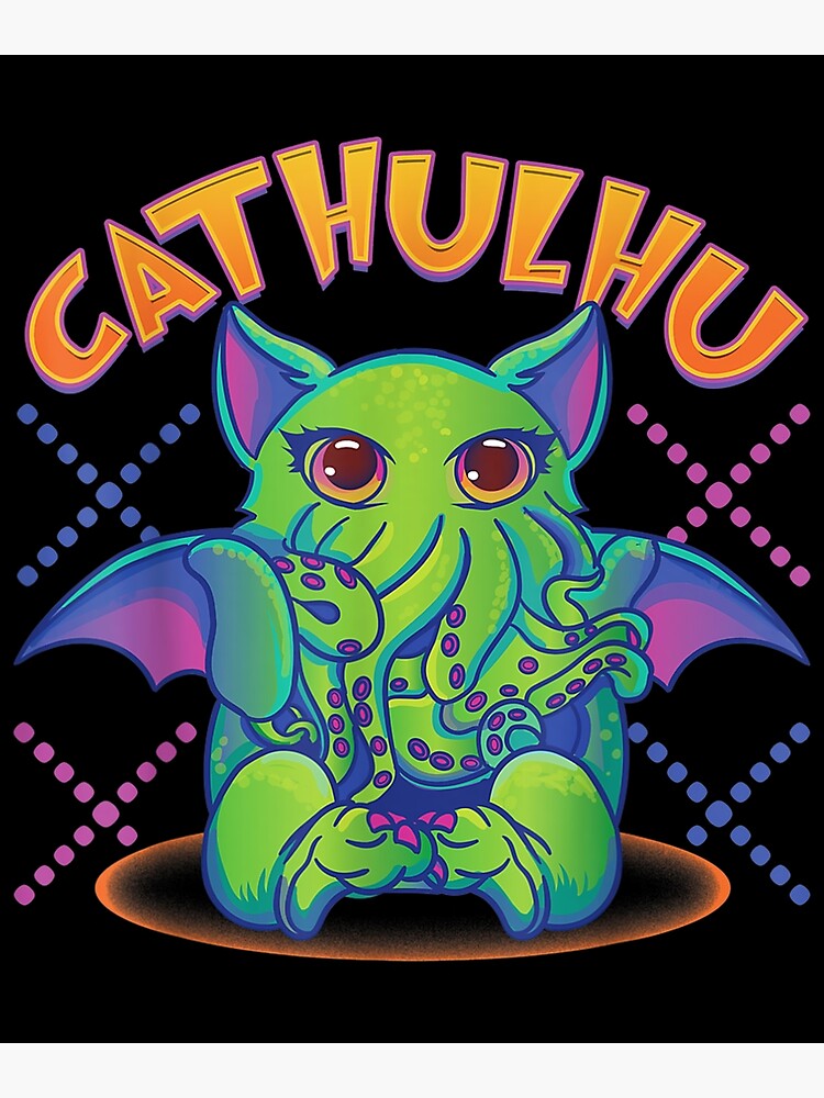 "Cute Kawaii Cathulhu Pun Cthulhu Kitty Kraken" Art Print for Sale by ...