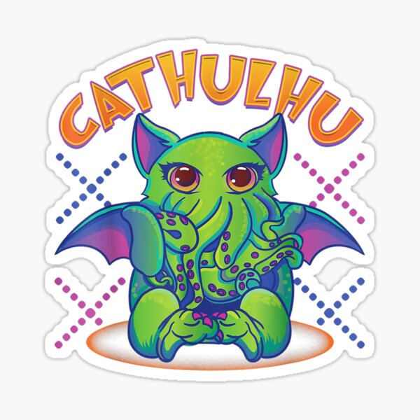 "Cute Kawaii Cathulhu Pun Cthulhu Kitty Kraken" Sticker by ...