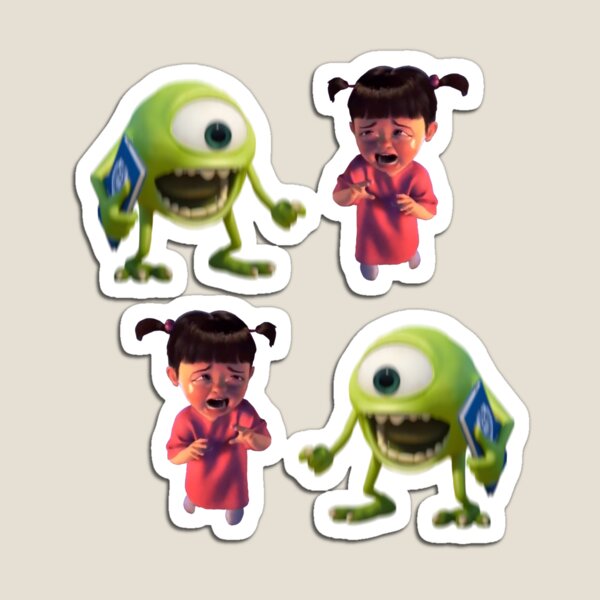 "Monsters Inc Meme Boo crying Mike raging 4 Stickers" Magnet for Sale ...