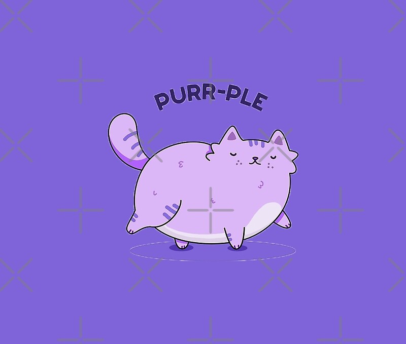 "Purrr-ple Purple Cat Cartoon Pun" by 14Smith15 | Redbubble
