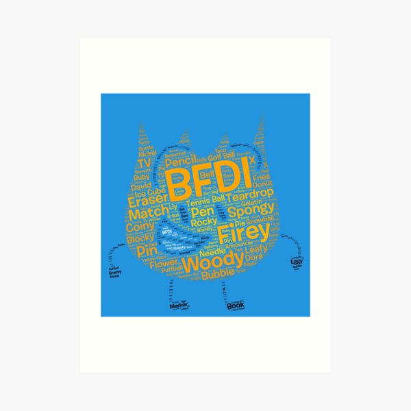 "BFDI Word Cloud Firey Shaped" Art Print by tangydreamz | Redbubble