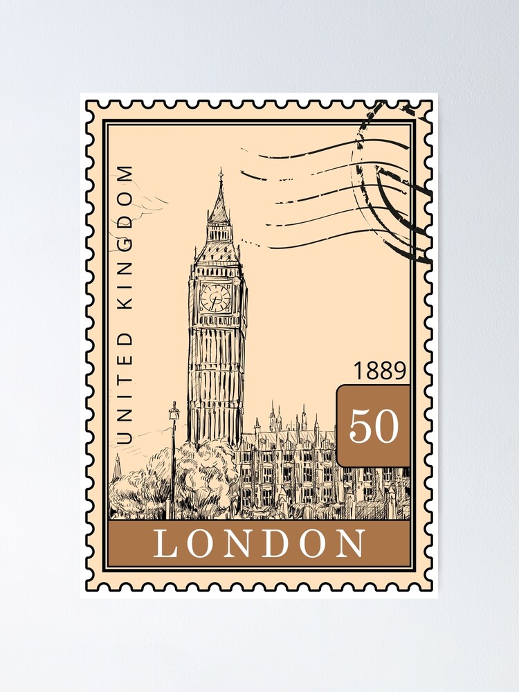 "London Sketch United Kingdom Postages Stamps Art" Poster for Sale by ...