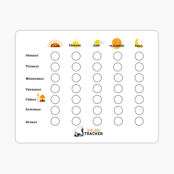 "Salah Tracker for kids/ Namaz Tracker for kids" Sticker for Sale by ...