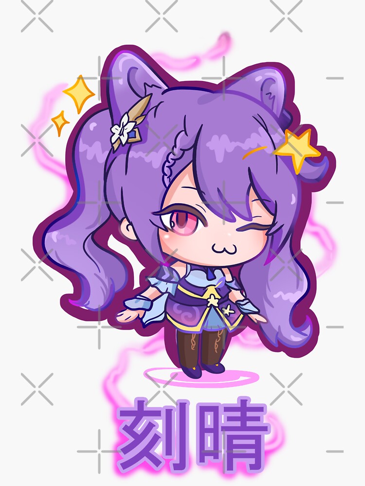 "Genshin Impact chibi Keqing " Sticker by HekoRGB | Redbubble