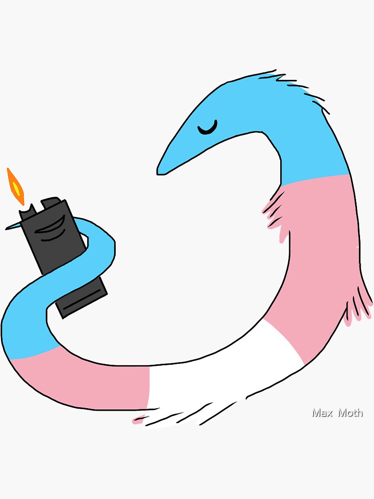 "Worm on a string committing arson | Transgender flag" Sticker by ...