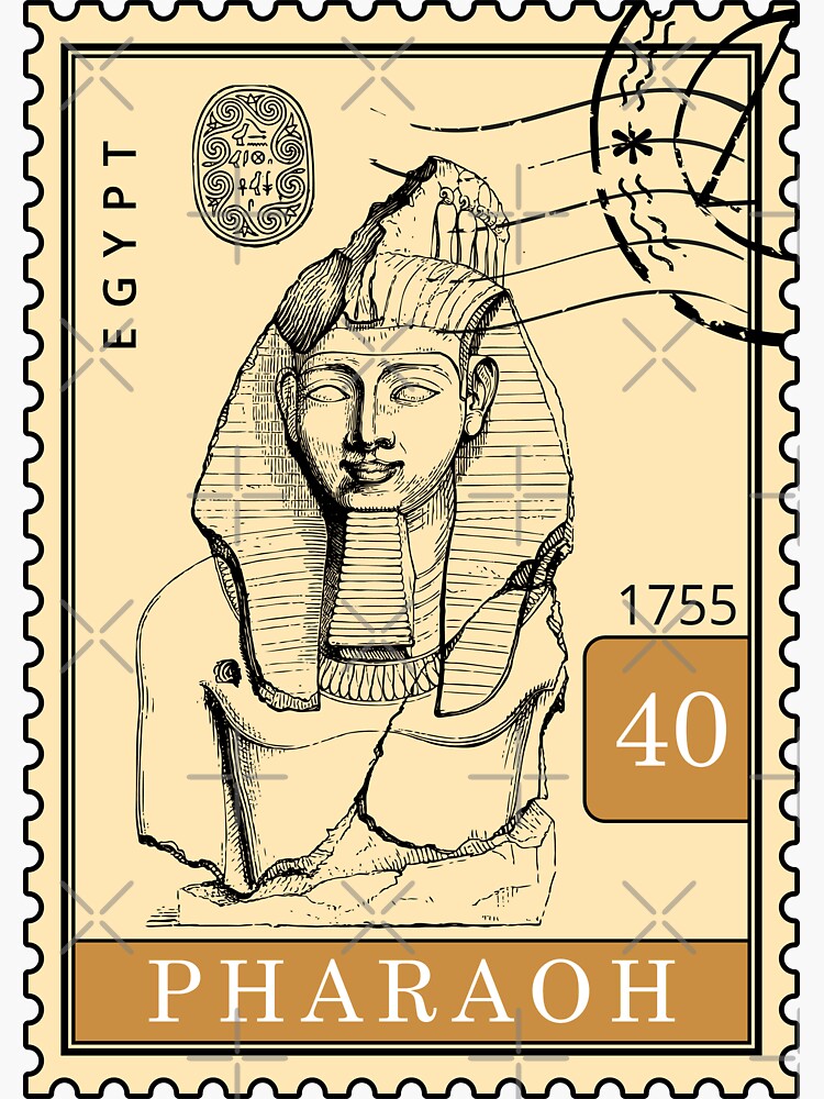 "Pharaoh Sketch Egypt Postages Stamps Art" Sticker for Sale by ...