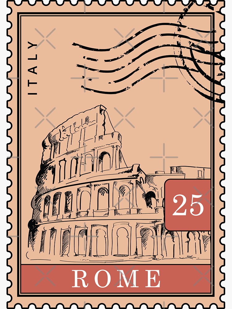 "Rome Sketch Italy Postages Stamps Art" Sticker for Sale by ...