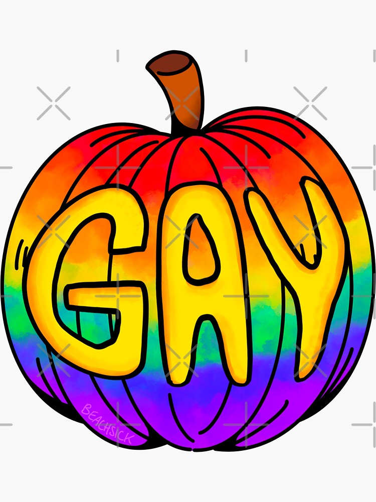 "Gay Pride Pumpkin " Sticker for Sale by clocknebulae | Redbubble