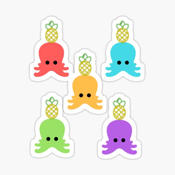 " Cute Pineapple Octopus Sticker Pack" Sticker by ShinyPhoenix | Redbubble