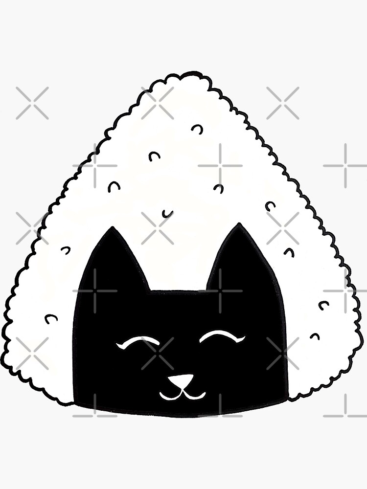 "Cat Rice Ball Onigiri Design" Sticker by Okashimai | Redbubble