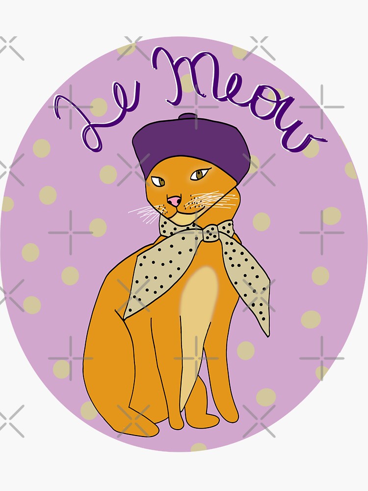 Le Meow” French Kitty" Sticker by LilyTree92 | Redbubble