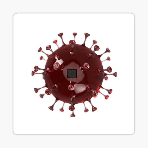 "Computer virus - coronavirus with a microchip embedded" Sticker by ...