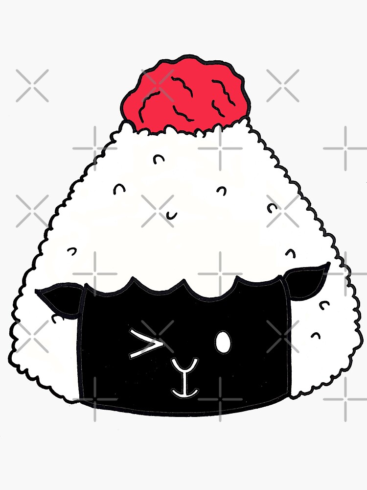 "Sheep Rice Ball Onigiri with Umeboshi Design" Sticker for Sale by ...