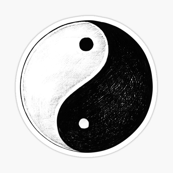 "Yin & Yang (Hand Drawn)" Sticker by TheTimeMachine | Redbubble