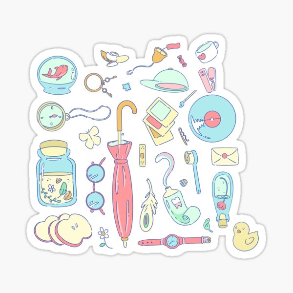 "Daily life items " Sticker for Sale by Phabals | Redbubble