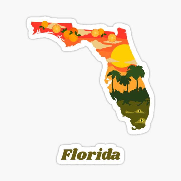 "Florida - The Sunshine State" Sticker by RedsStickerShop | Redbubble