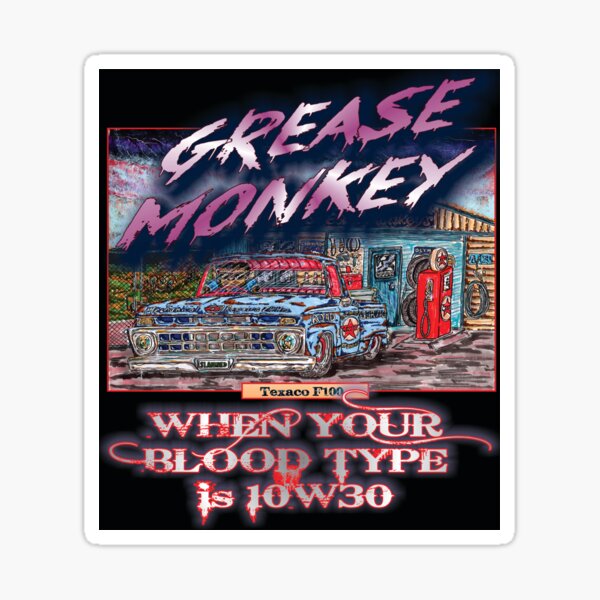 "grease monkey" Sticker for Sale by AndyAutoPrints | Redbubble