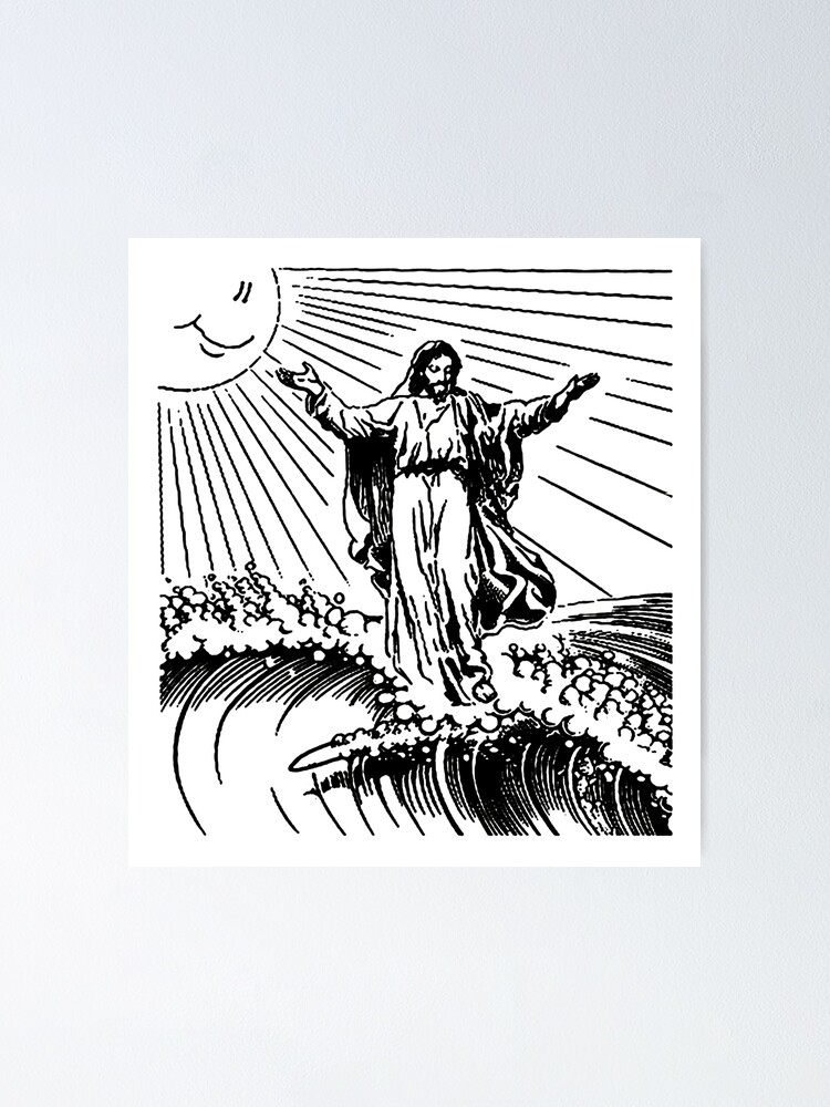 "jesus surf" Poster for Sale by br87art | Redbubble